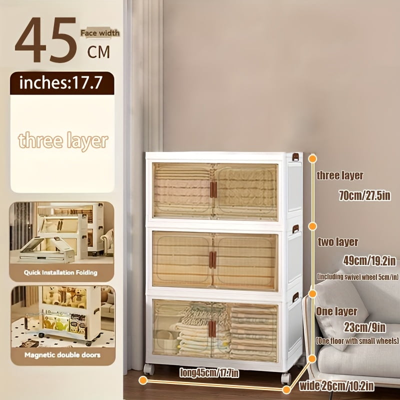 2/3/4/5-layer Stackable Storage Boxes with Lids and Doors, Foldable ...