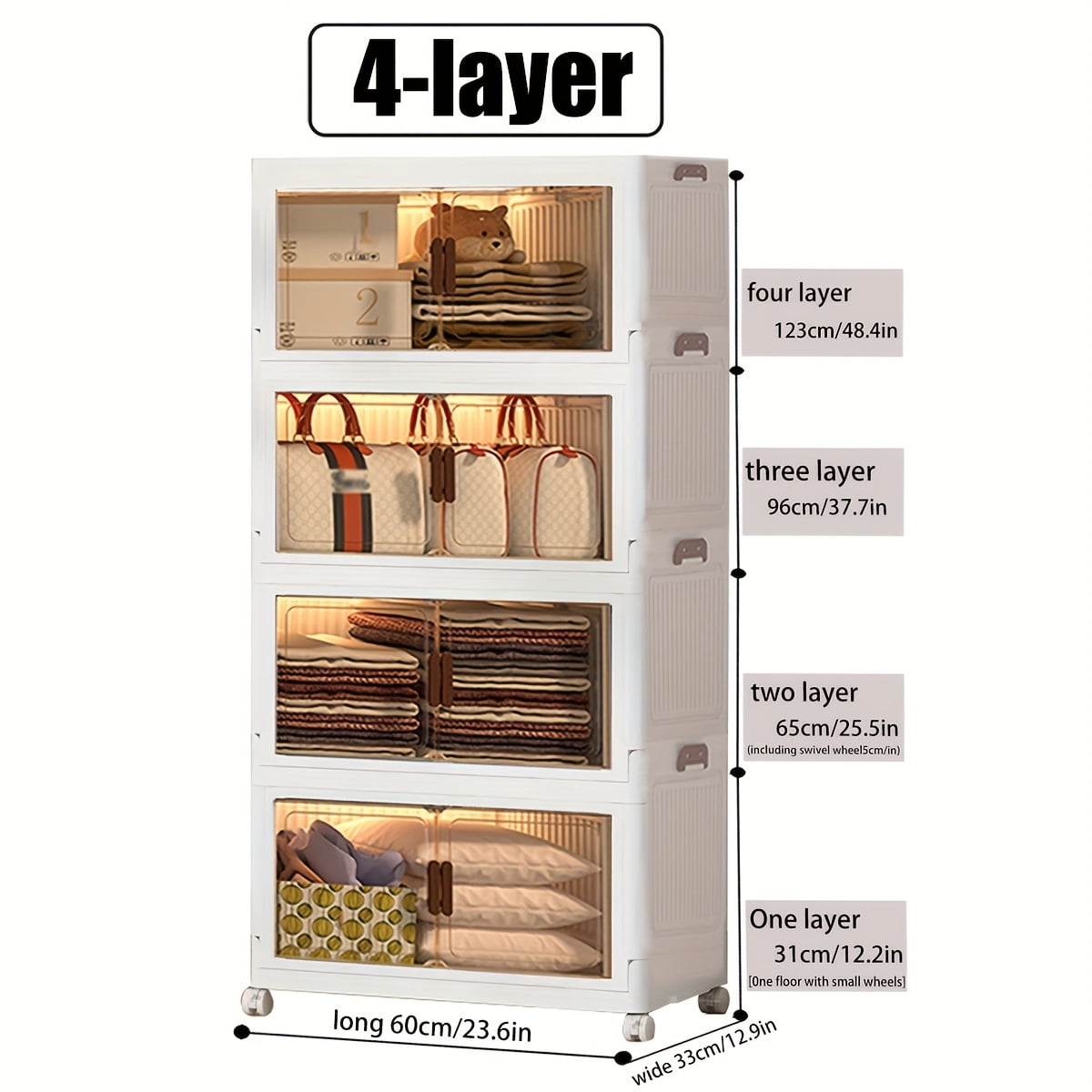 2/3/4/5Layer Extra Large Storage Cabinet, Multi-tier Storage Box with ...