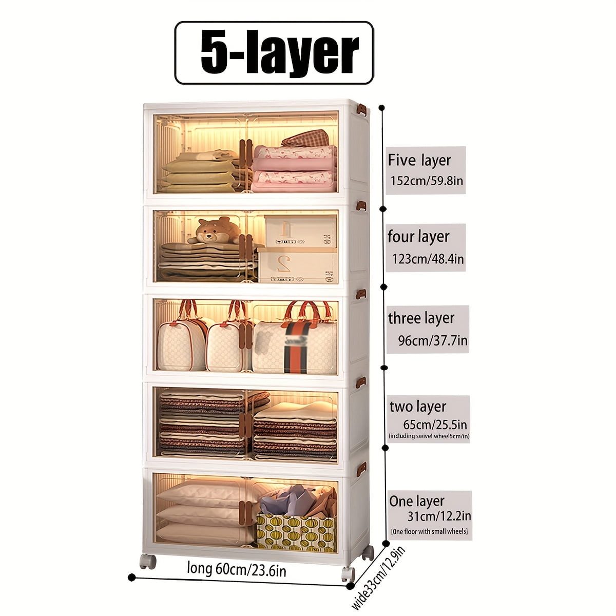 2/3/4/5Layer Extra Large Storage Cabinet, Multi-tier Storage Box with ...