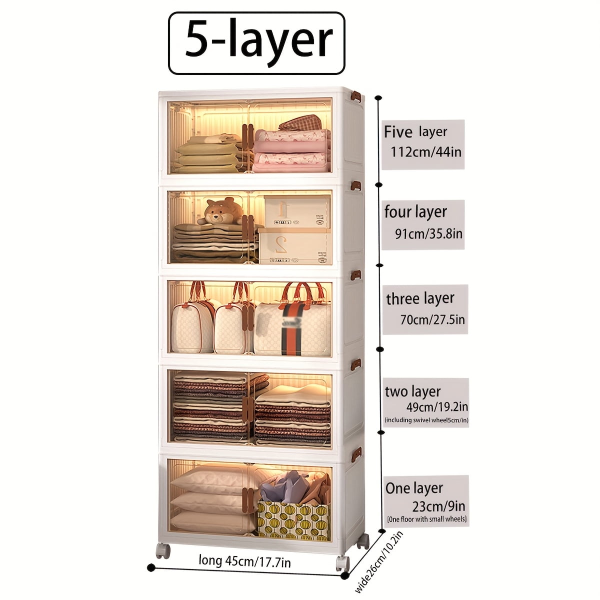2/3/4/5Layer Extra Large Storage Cabinet, Multi-tier Storage Box with ...