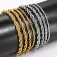 2/3/4/5mm 7inch+2inch extender Rope Chain Bracelet Men Women Stainless ...