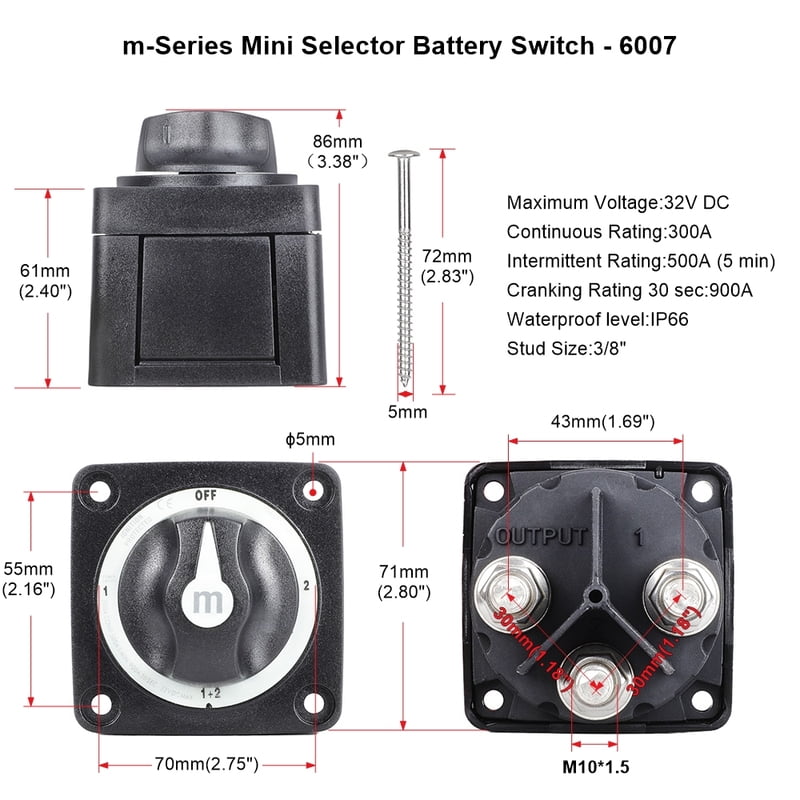 2 3 4 Position Battery Mass Switch 12V Selector Marine Isolator ...