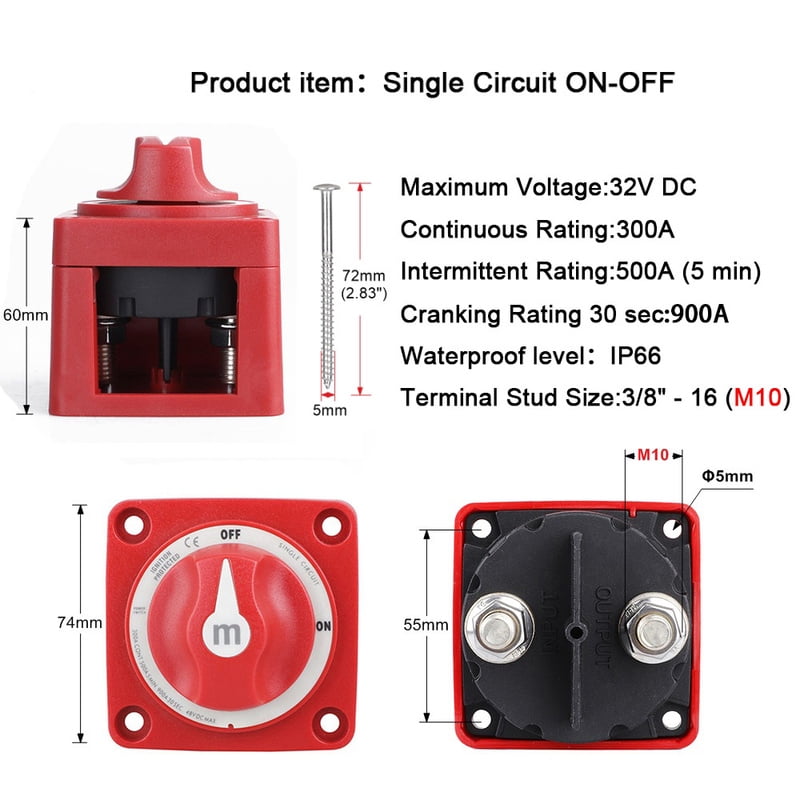 2 3 4 Position Battery Mass Switch M10 12V Selector Marine Isolator ...