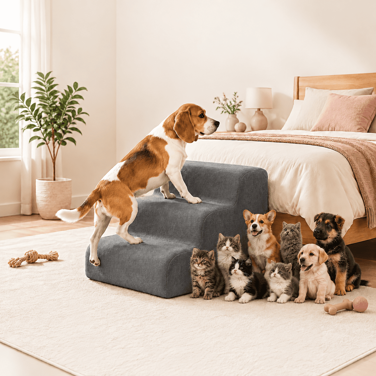 HomePamper 2/3/4-Step Dog Stairs for Small & Senior Dogs - Walmart.com