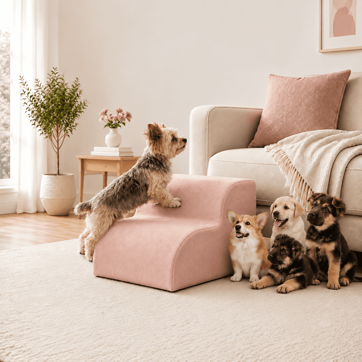 HomePamper 2/3/4-Step Dog Stairs for Small & Senior Dogs - Walmart.com