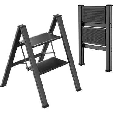 AmeriHome Ultra Slim Aluminum Two Step Folding Utility Step Ladder ...