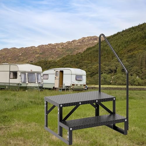 2/3/4 Step RV Stairs, RV Steps with Handrail & Anti-Slip Panel - 660lb ...