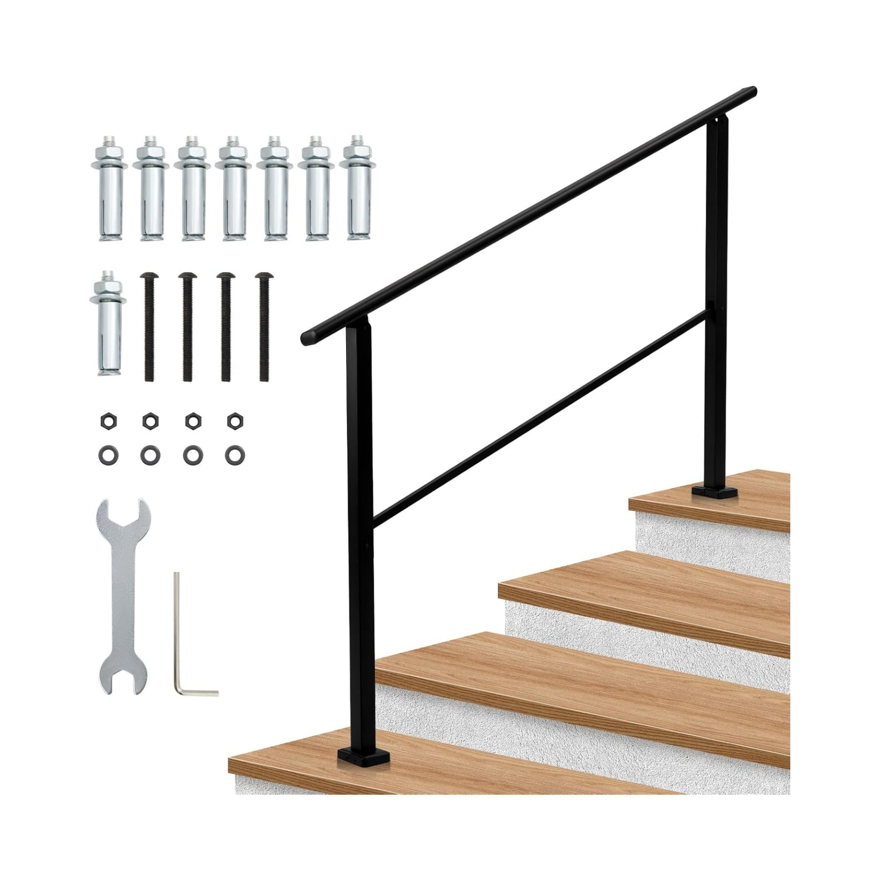 2/3/4 Steps Metal Hand Rails for Outdoor Steps, Outdoor Handrail Stair ...