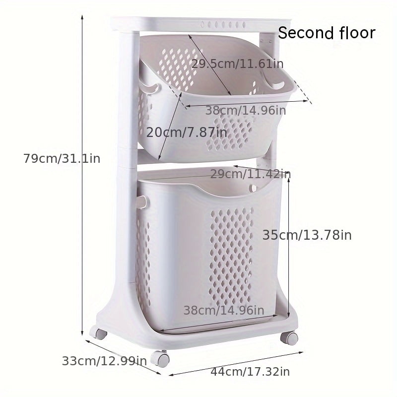 2/3/4-Tier Rolling Laundry Cart with Removable Baskets, White Space ...