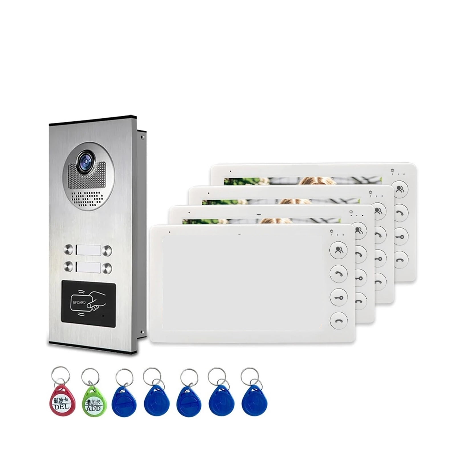 2/3/4 Unit Multi Apartments Intercom Video Doorbell With RFID Card ...