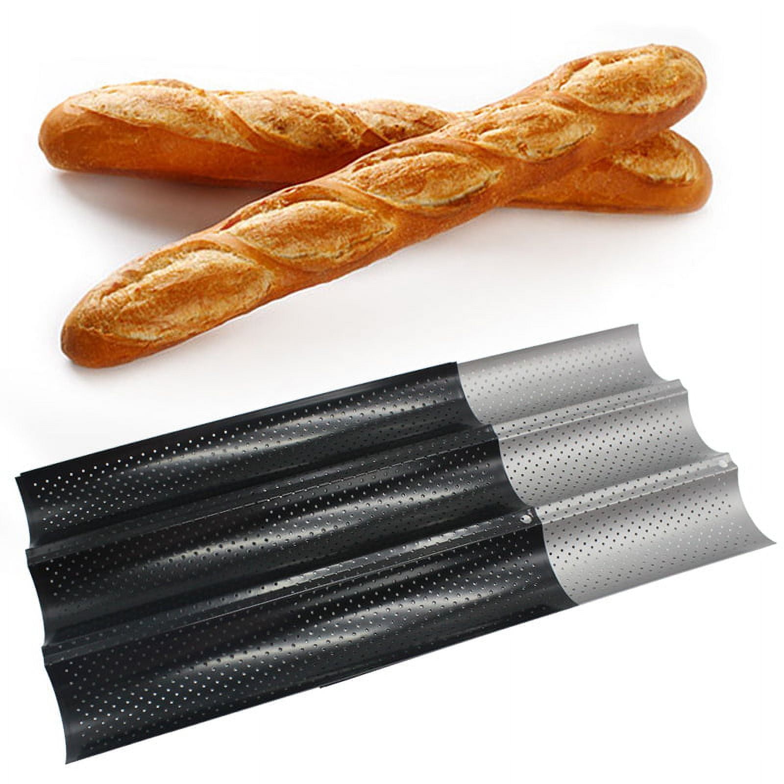 2/3/4 even baguette baking mold silver four-slot Black/silver wide ...