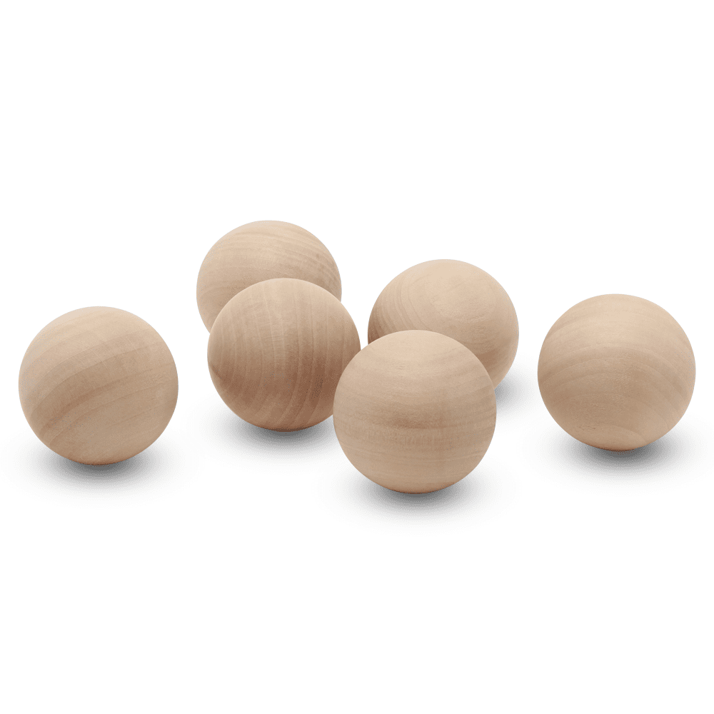2-3/4 inch Wooden Round Ball, Bag of 5 Unfinished Natural Round ...