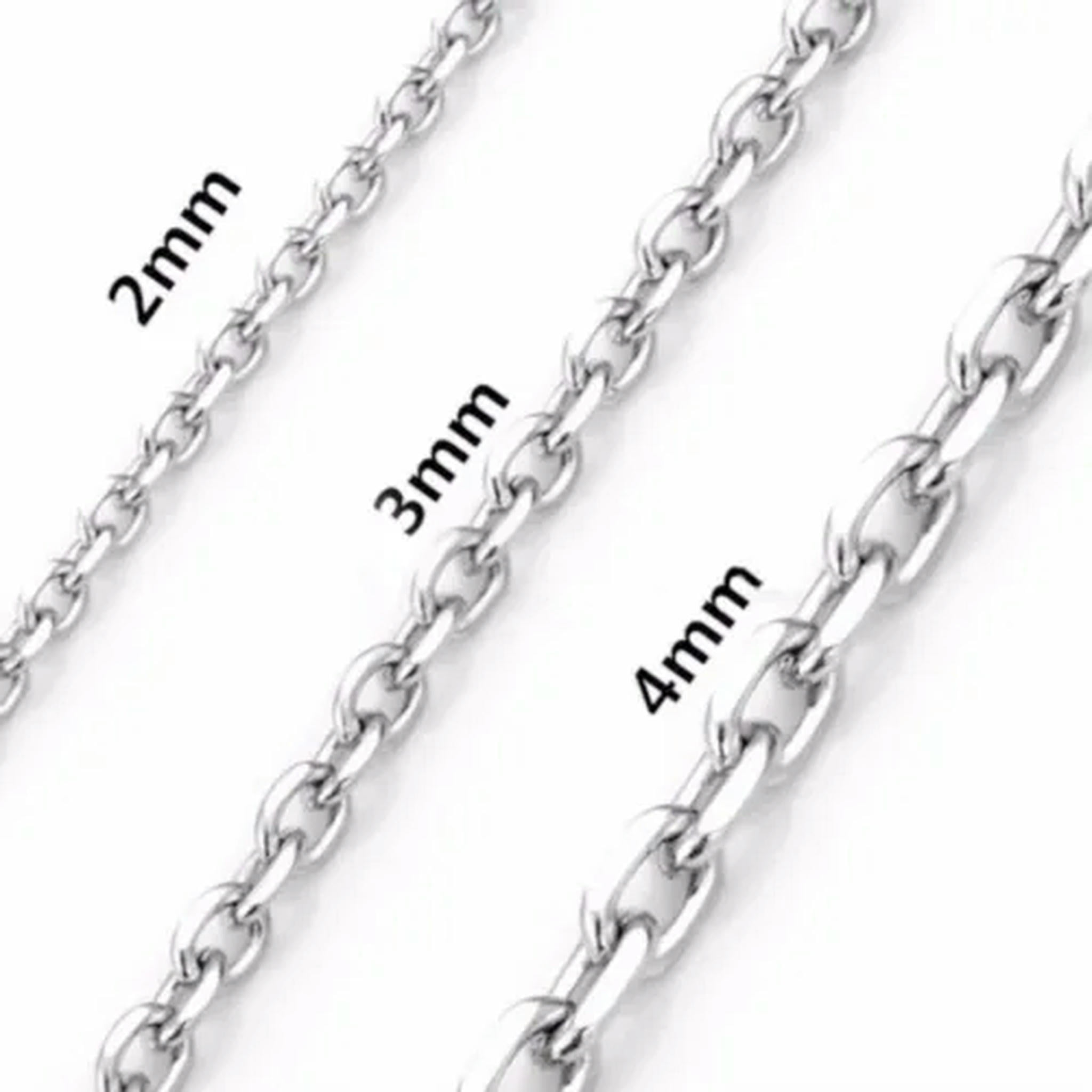 2/3/4mm Men's Women's 316L Stainless Steel Silver Oval Link Chain ...