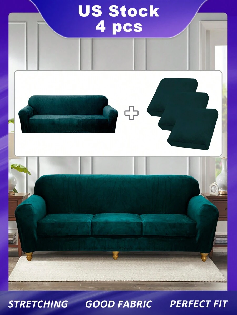 2/3/4pcs/Sets Velvet Soft Sofa Cover, Stretch Sofa Slipcover Sets ...