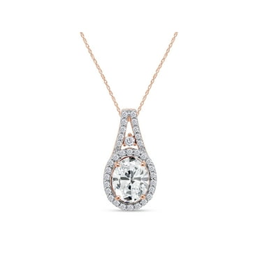 JeenMata 2 Carat Floating Halo Round Cut Moissanite Slider Pendant ...