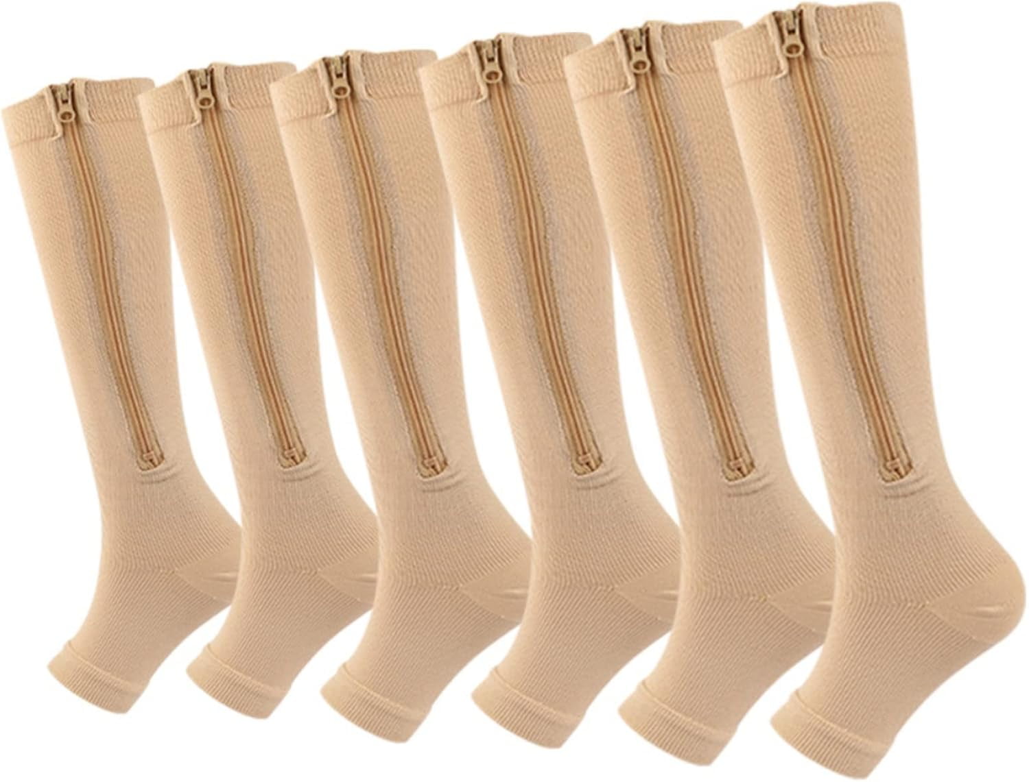 2/3/5 pairs zipper compression socks 20-30 mmhg compression knee high ...