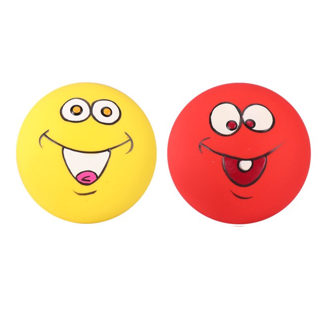 2/3/6 Pack 2.8" Smiley Face Squeaky Dog Toys Soft Dog Balls Latex ...
