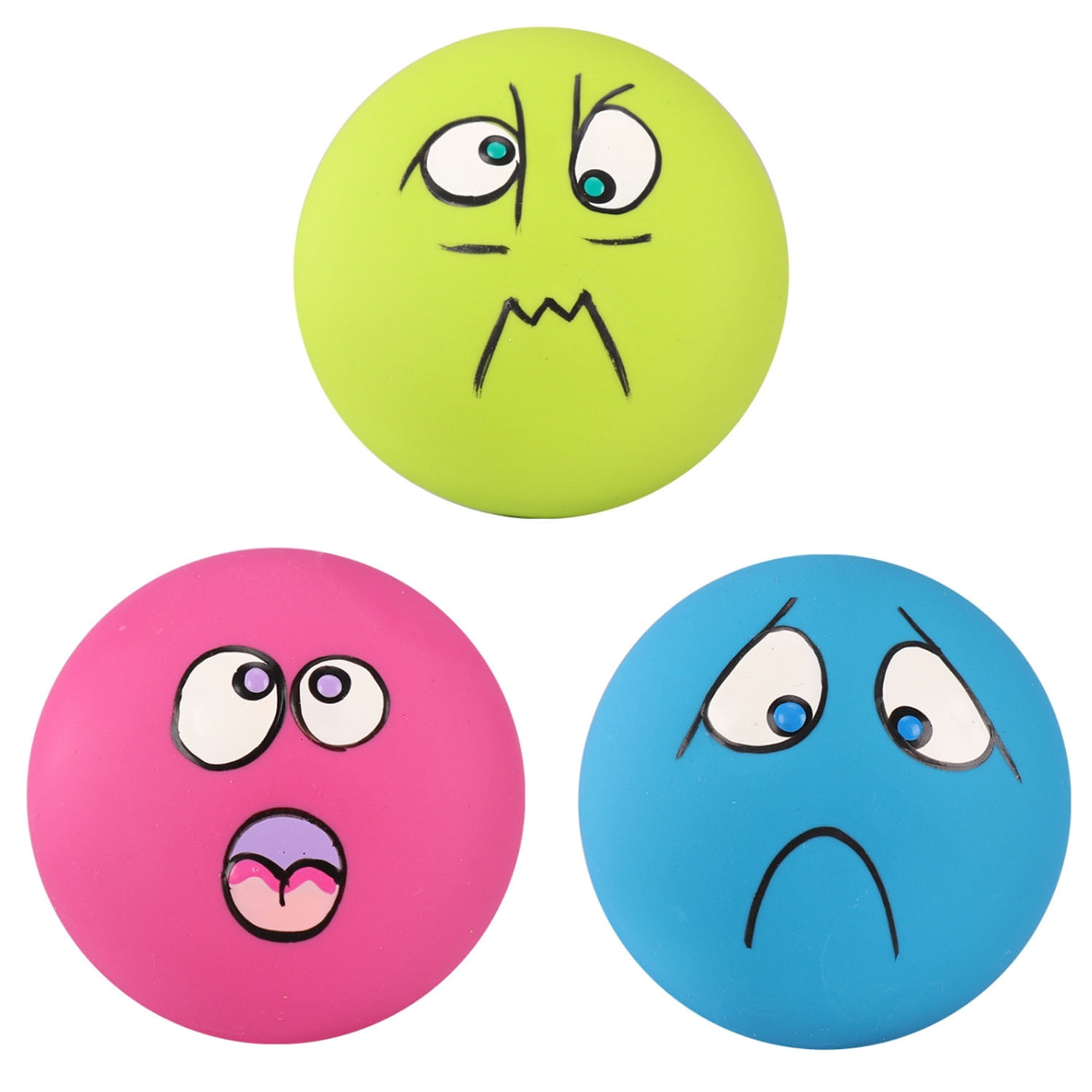 2/3/6 Pack 2.8" Smiley Face Squeaky Dog Toys Soft Dog Balls Latex ...
