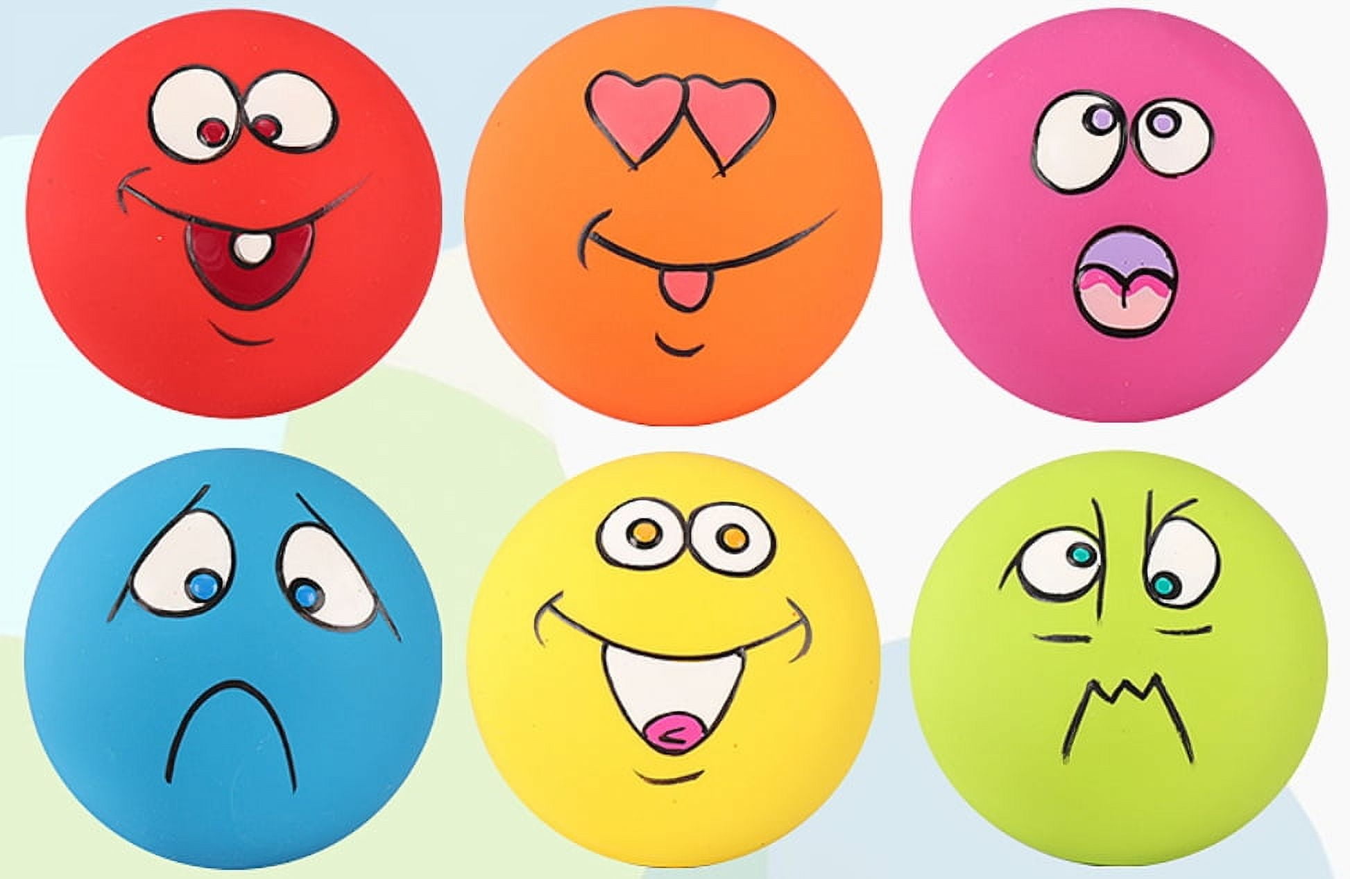 2/3/6 Pack 2.8" Smiley Face Squeaky Dog Toys Soft Dog Balls Latex ...