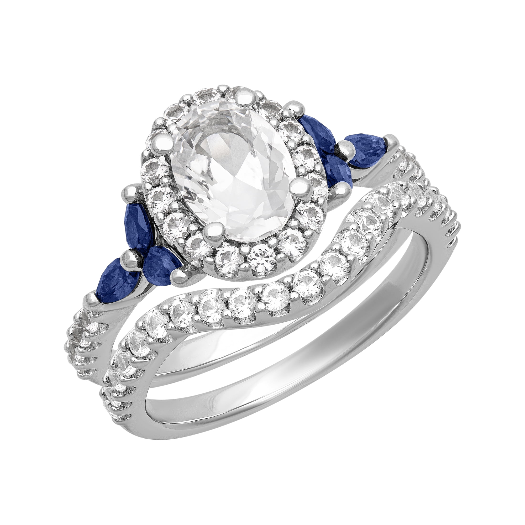 2 3/8 CT TGW Created Blue & White Sapphire "Twilight Gem" Women's ...
