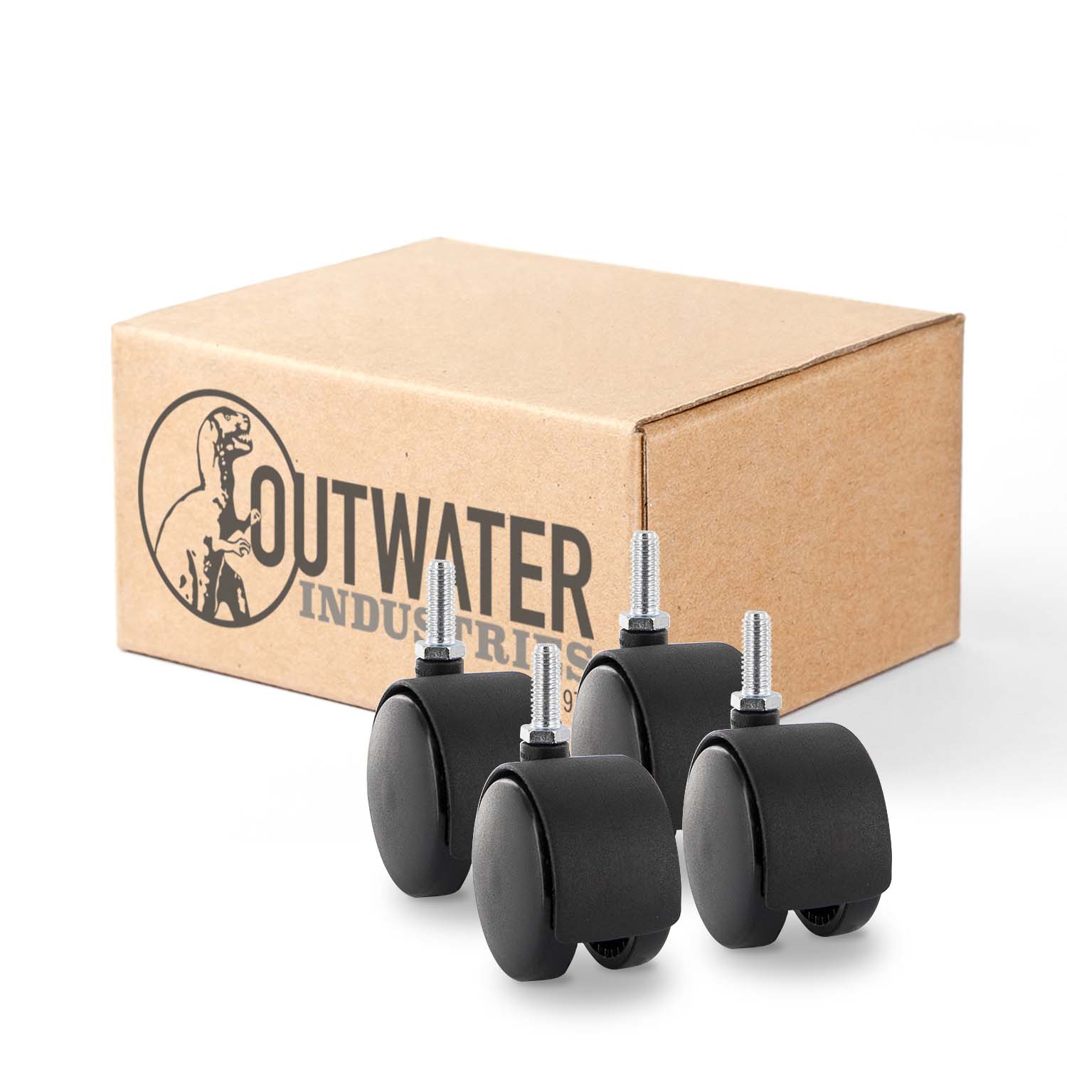 2-3/8" Diameter, Black Nylon Swivel Hooded Hercules Twin Wheel Caster 4 ...