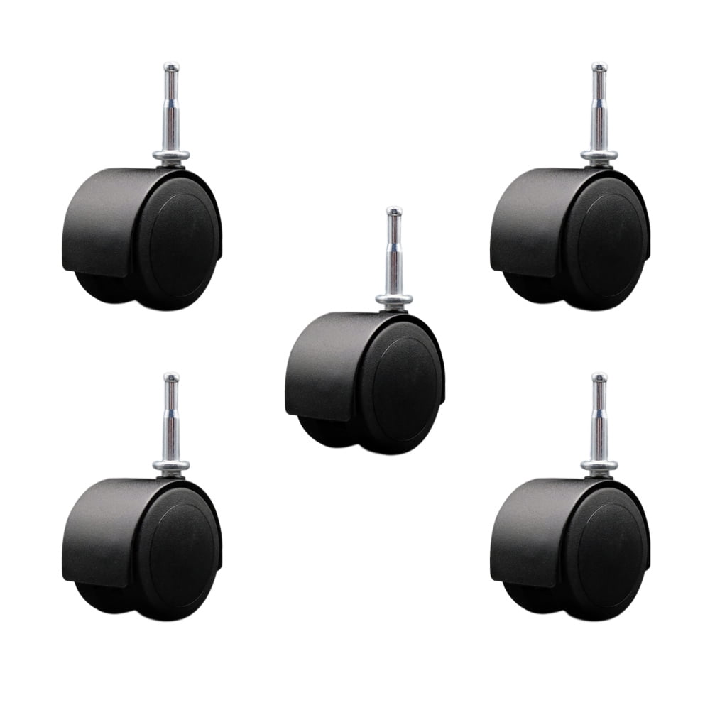2-3/8 Inch Floor Safe Black Hooded Twin Wheel Caster Grip Neck Stem Set ...