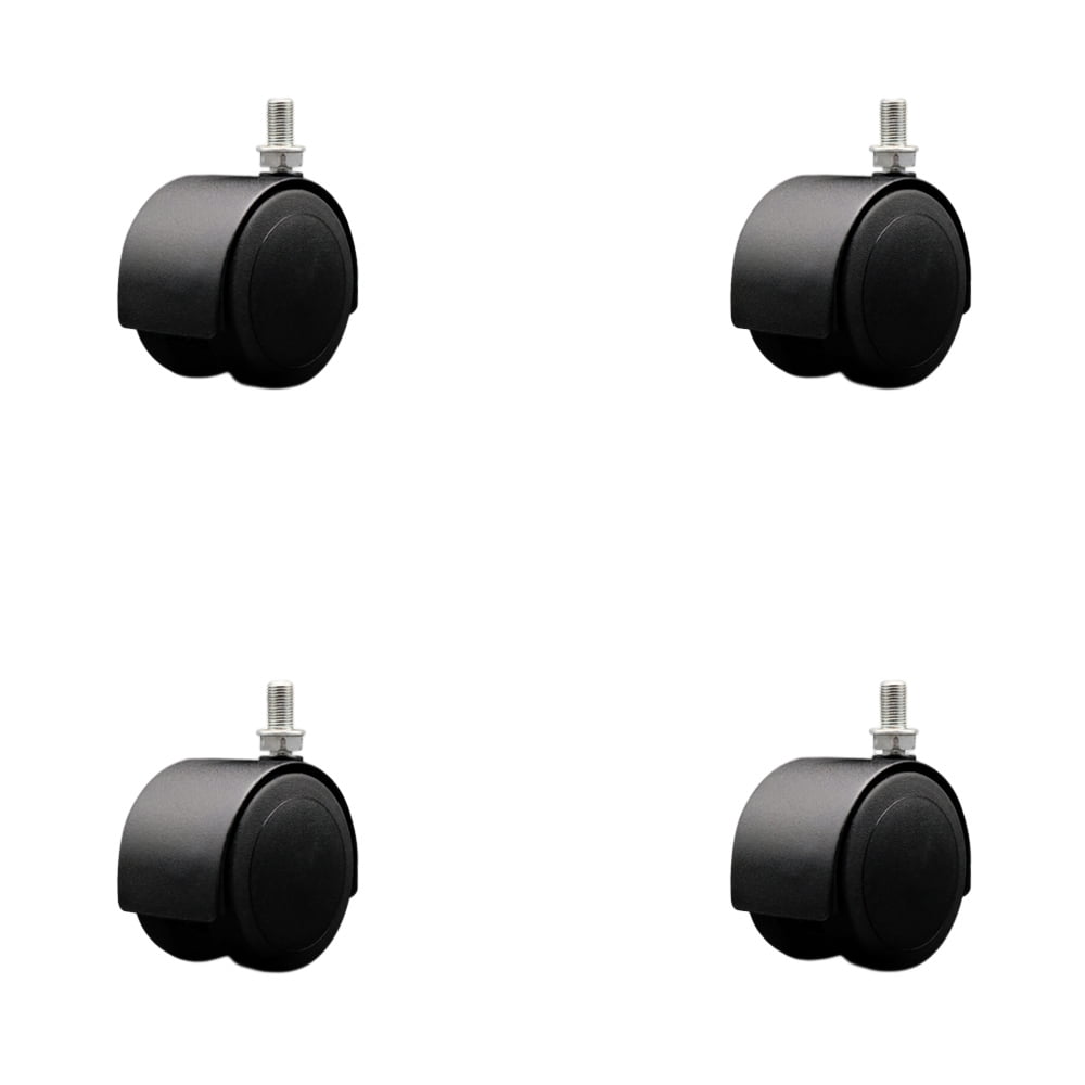 2-3/8 Inch Floor Safe Office Chair Wheels – Flat Black Metal Hooded ...