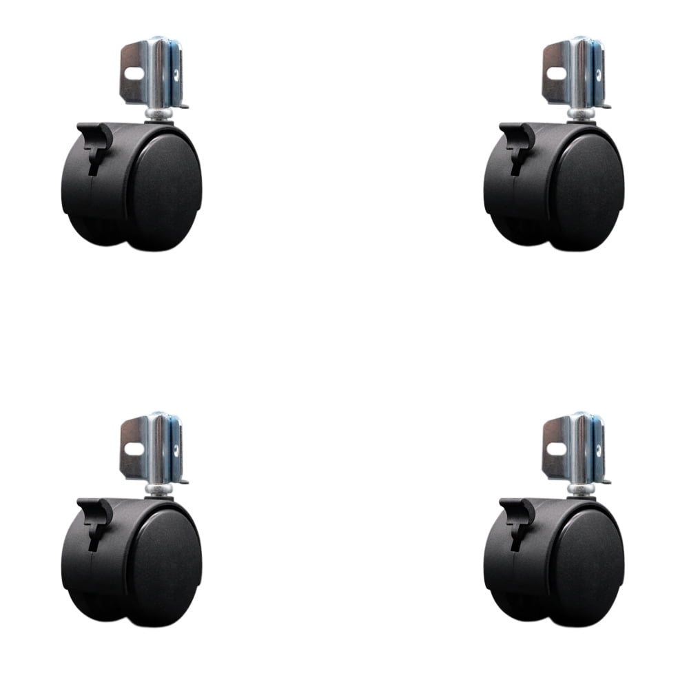 2-3/8 Inch Hooded Nylon Wheel Corner Mounting Bracket Caster Set with ...