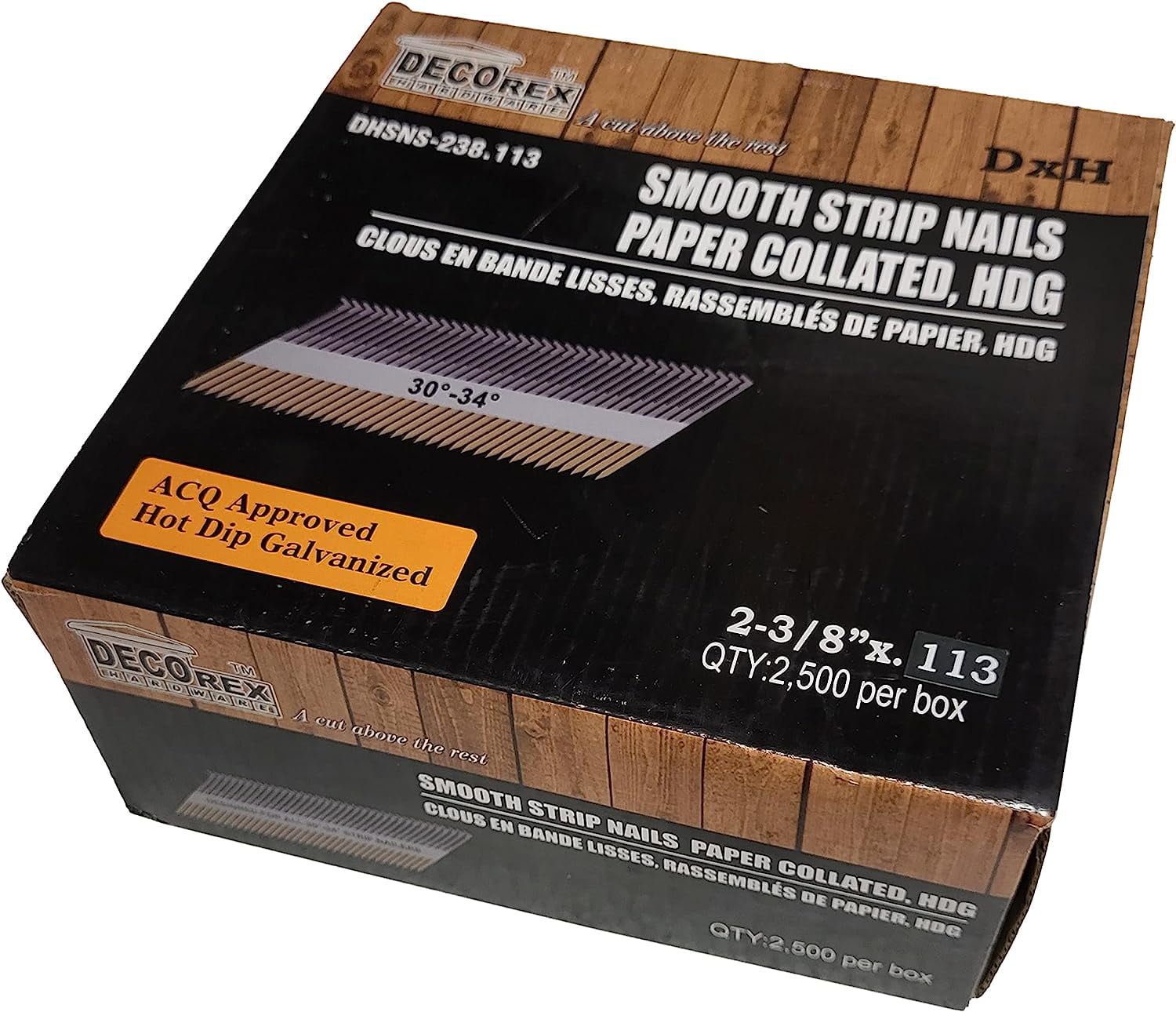2-3/8" x .113 Smooth Shank Framing Nails, Paper Strip Collated, Hot Dip Galvanized (30-34 Degree ...