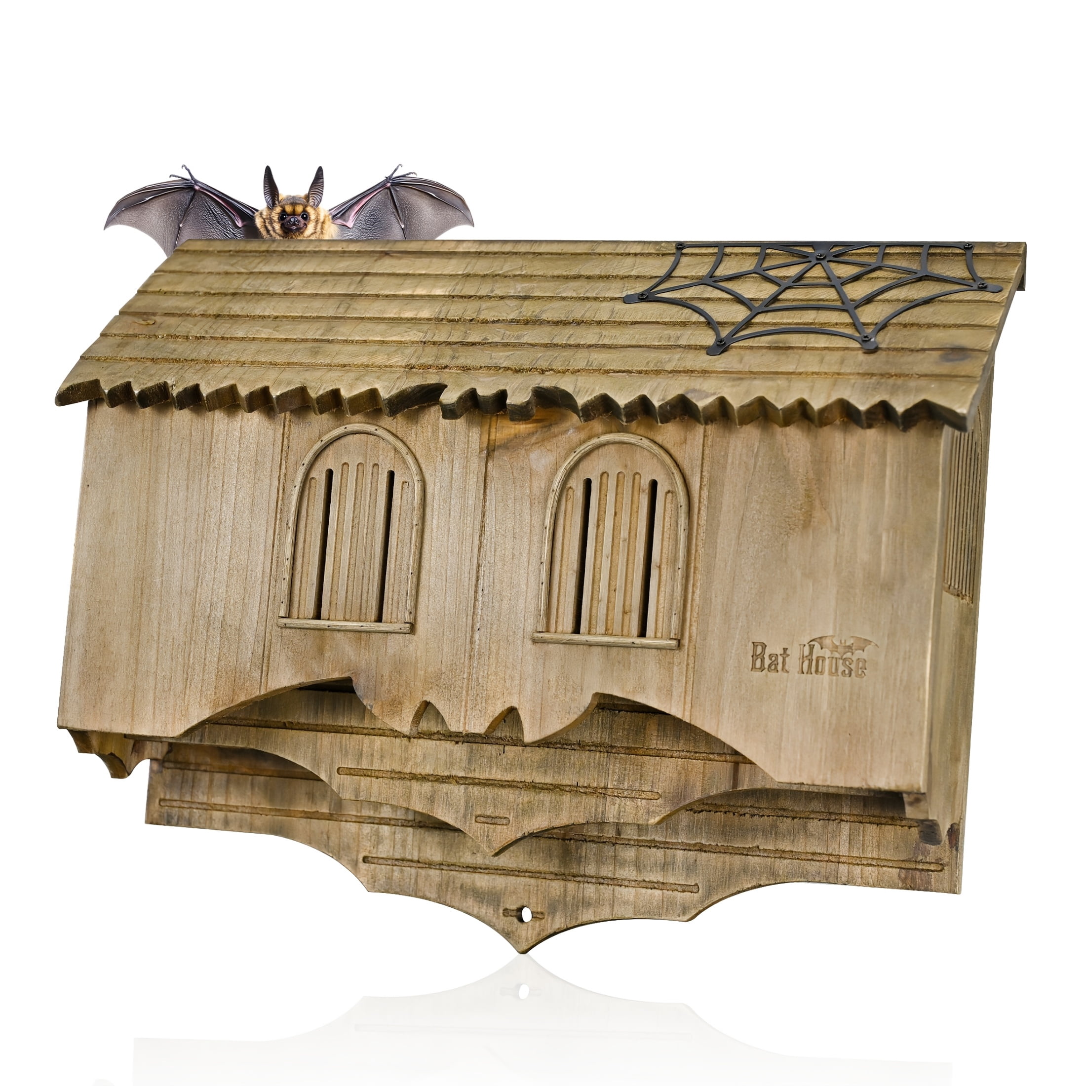 [2/3 Chamber Bat House] Large 2/3 Chamber Wooden Castle Bat House With ...