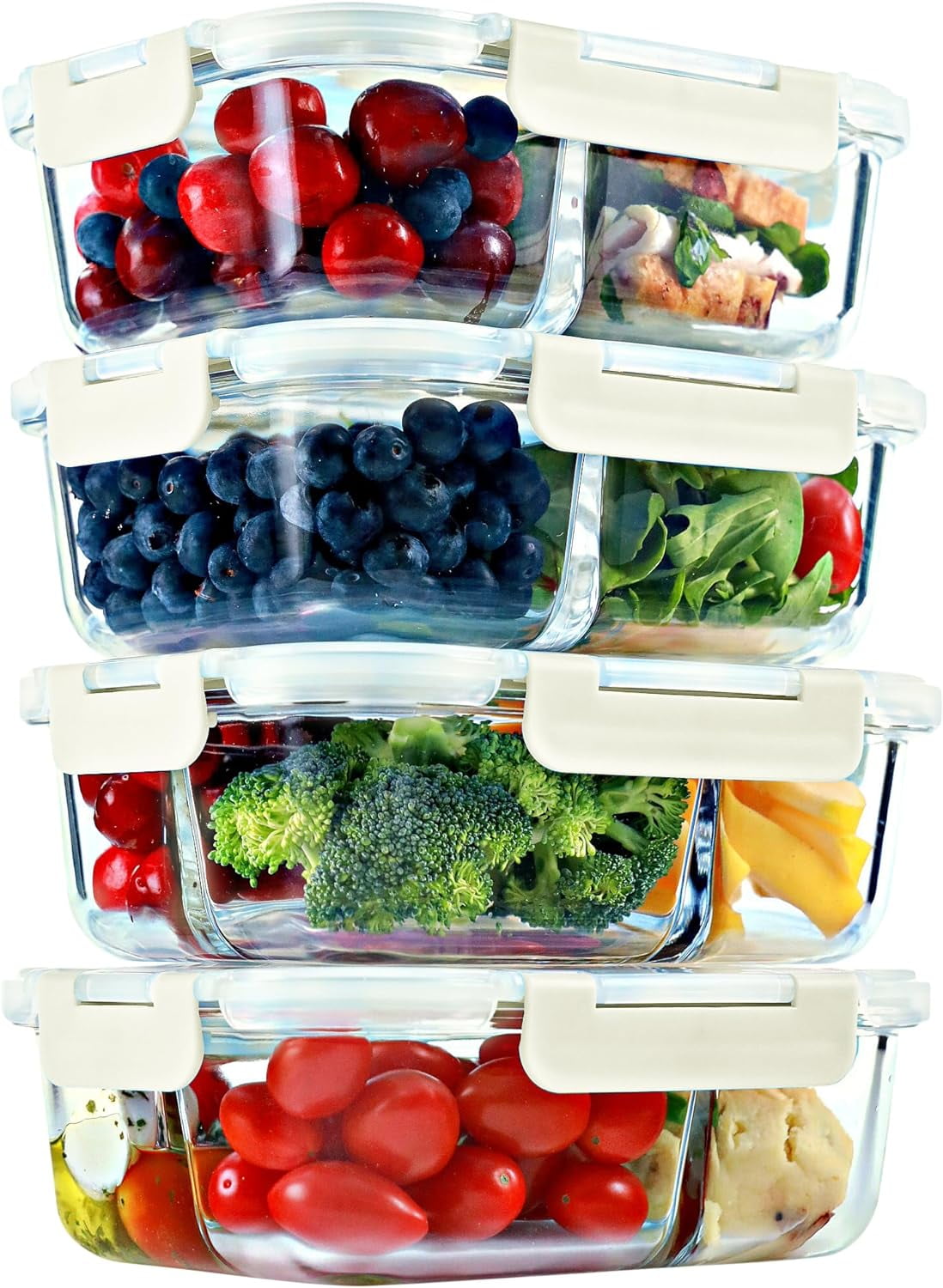 2 & 3 Compartments Glass Meal Prep Containers – Portion Control ...