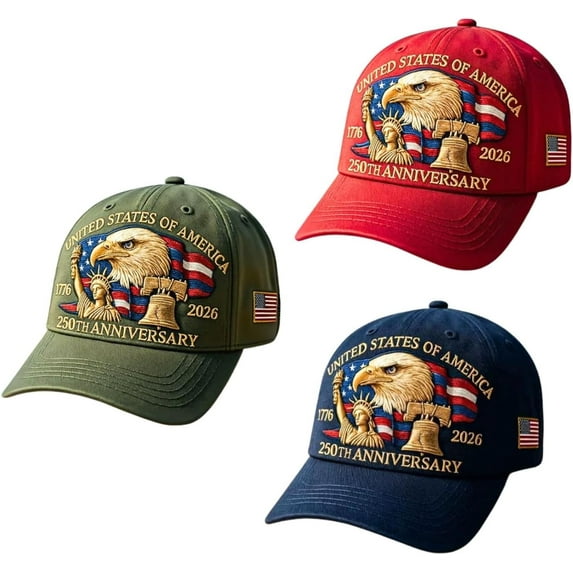 2/3 Eagle and Statue of Liberty - 250th Anniversary Caps, Adjustable ...