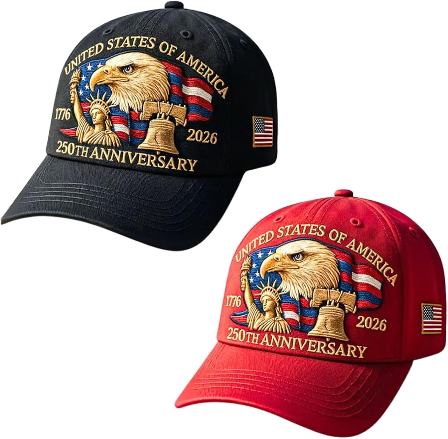 2/3 Eagle and Statue of Liberty - 250th Anniversary Caps, Adjustable ...