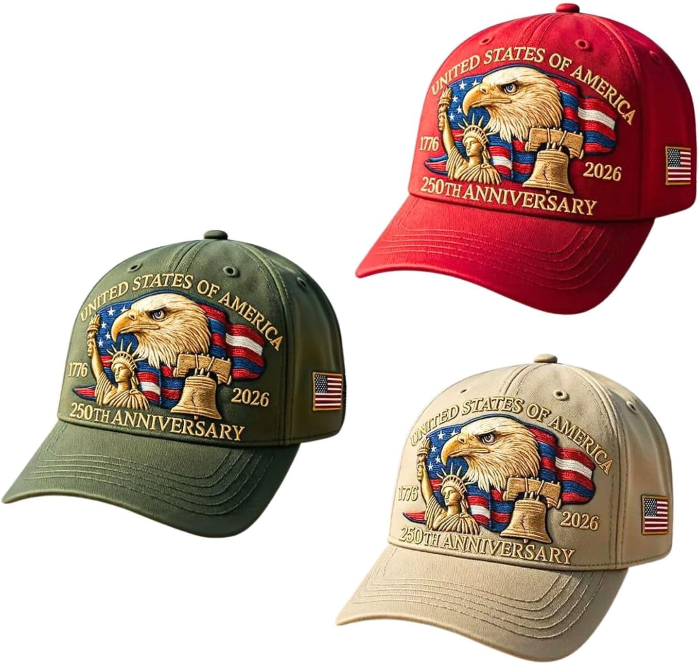 2/3 Eagle and Statue of Liberty - 250th Anniversary Caps, Adjustable ...