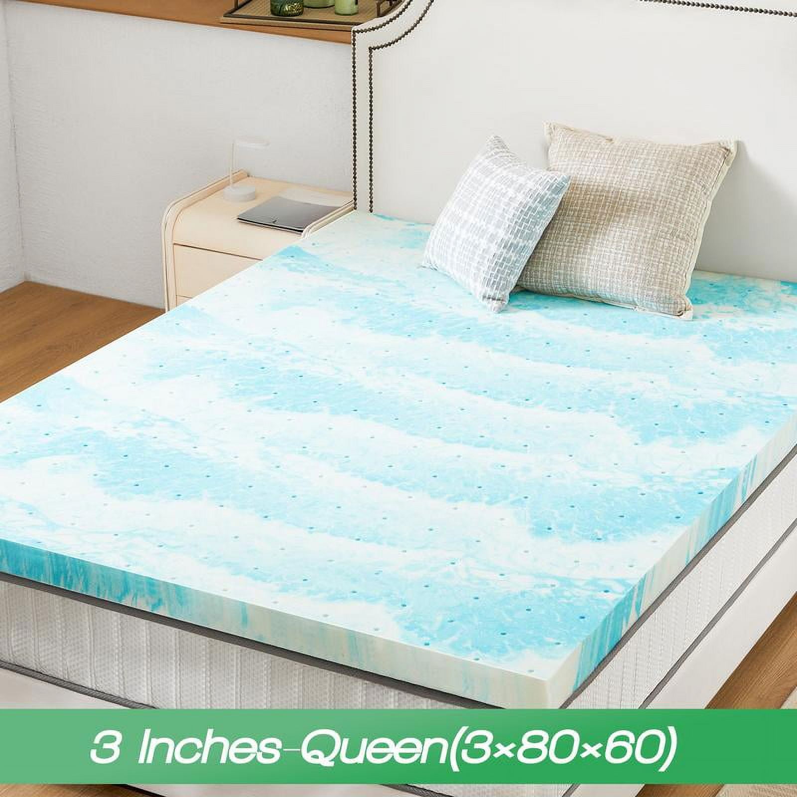 2-3" Full Size Gel Memory Foam Mattress Topper - Cooling, Pressure ...