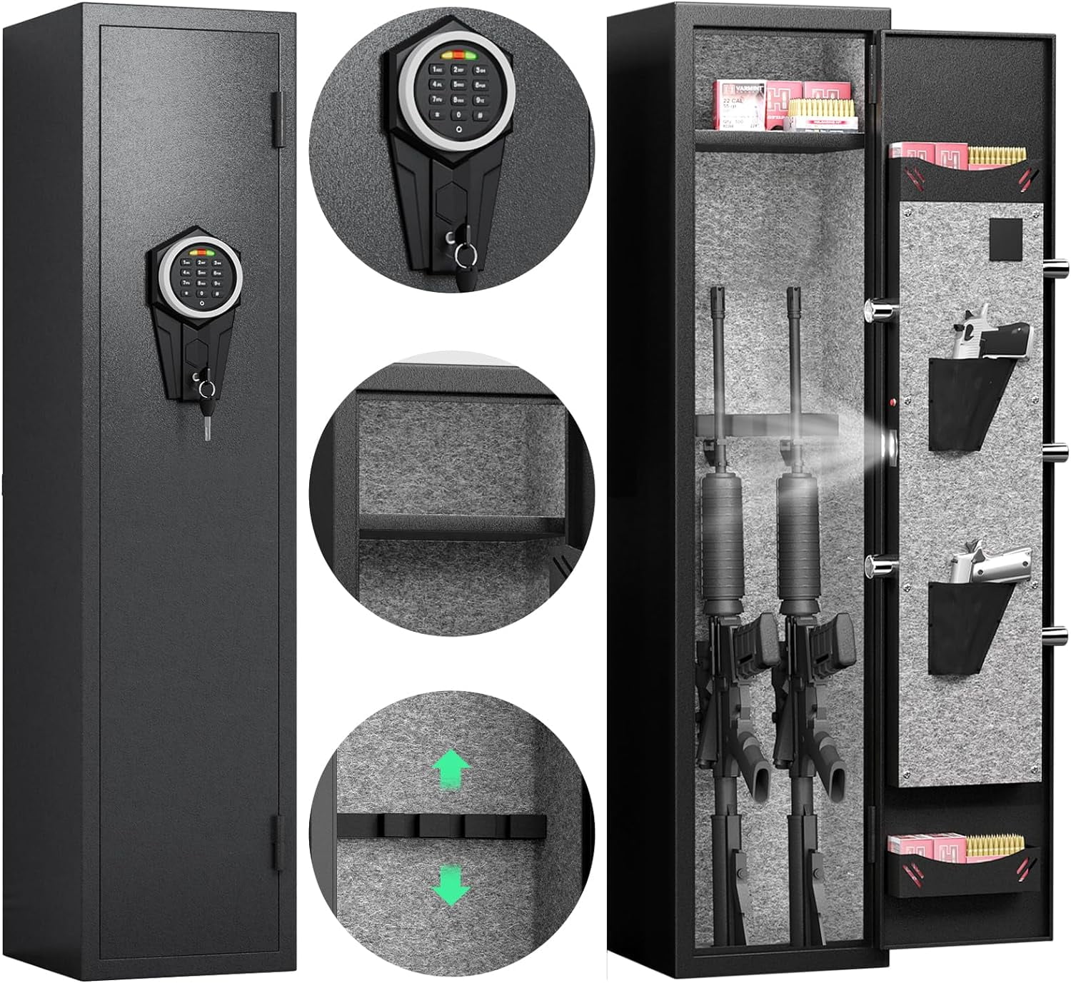 2-3 Gun Safe, Biometric Fingerprint Gun Safe for Rifles and Pistols ...