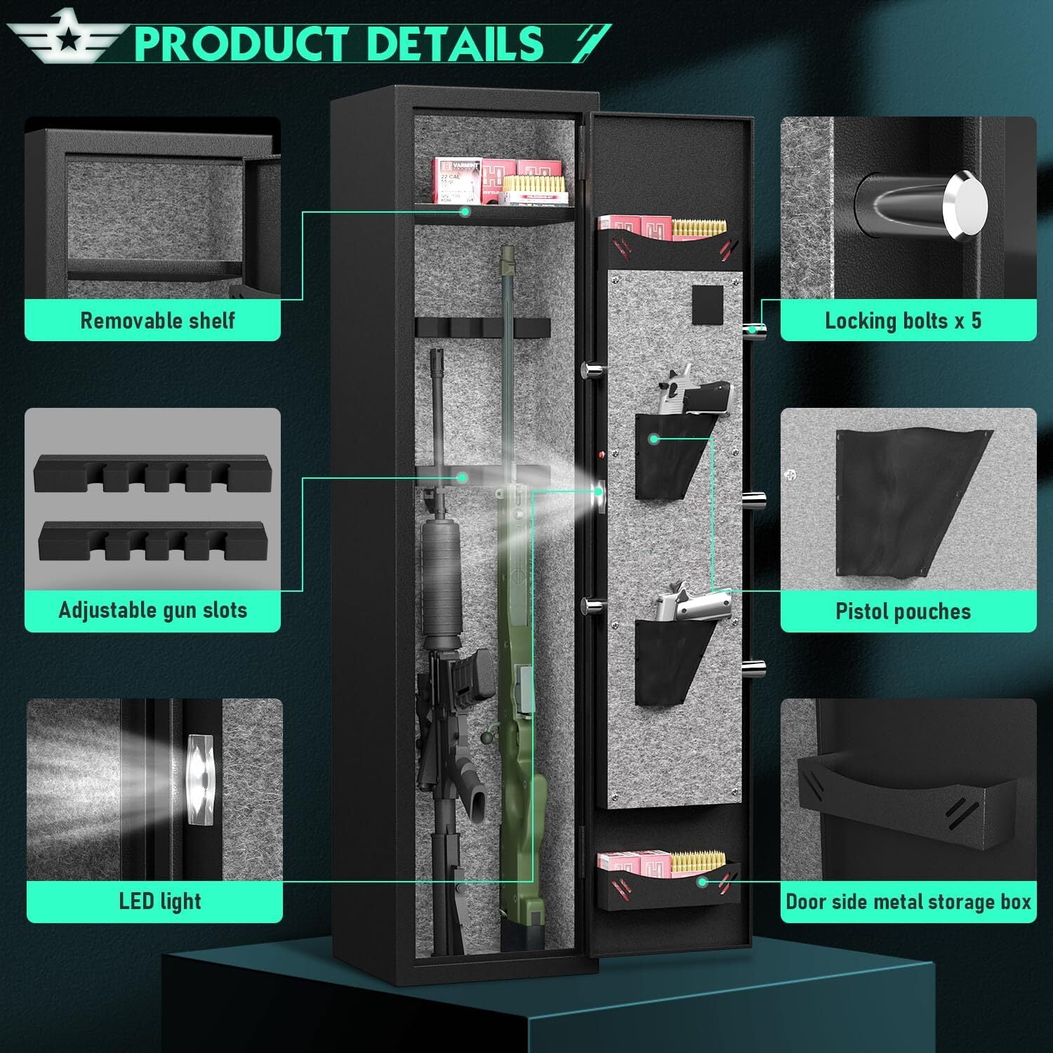 2-3 Gun Safe Rifle Gun Safe with Digital Keypad and Dual Alarm System ...