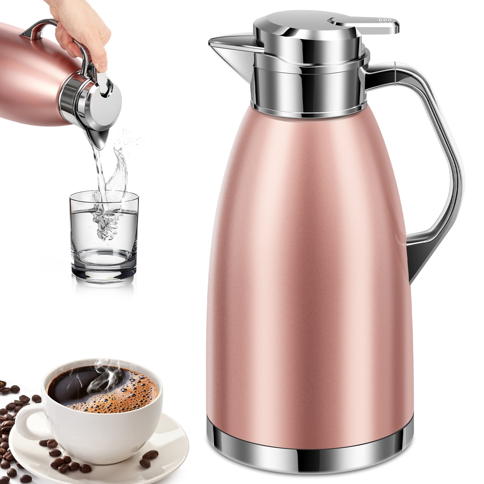 2.3 Litre Stainless Steel Thermal Carafe Double Wall Insulated Vacuum ...