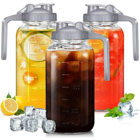 2/3 Pack 64oz Large Capacity Glass Pitcher with Lid - Pitchers for ...