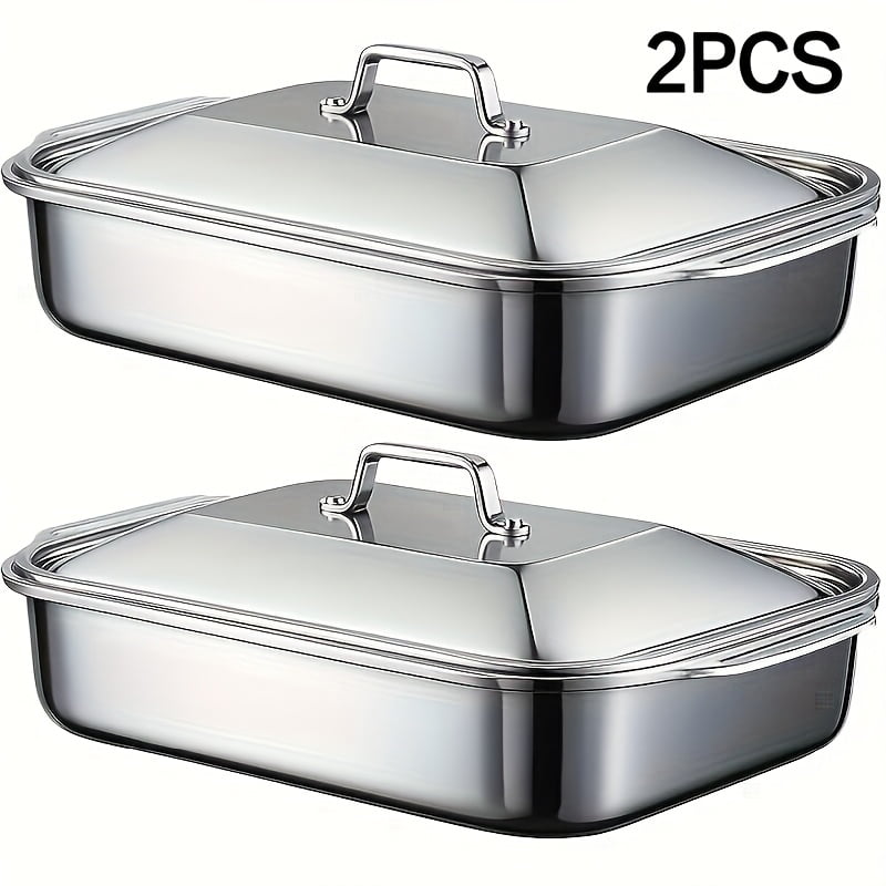 2/3-Pack Non-Stick Baking Pans (Extra Large/Stainless Steel), BBQ ...