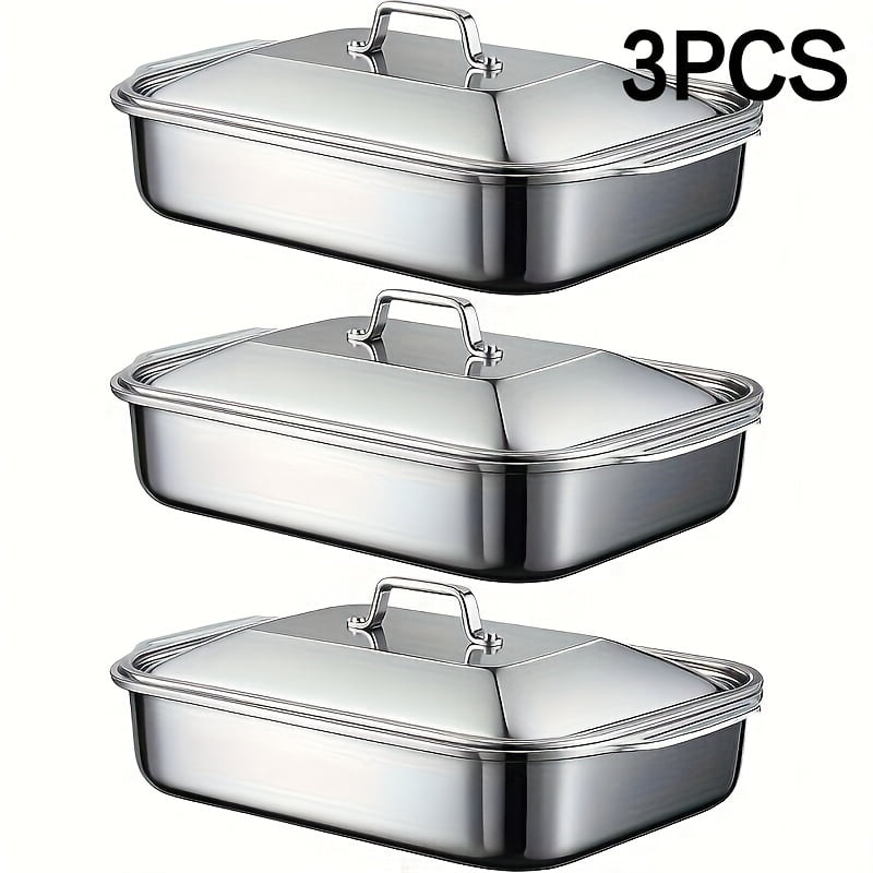 2/3-Pack Non-Stick Baking Pans (Extra Large/Stainless Steel), BBQ ...