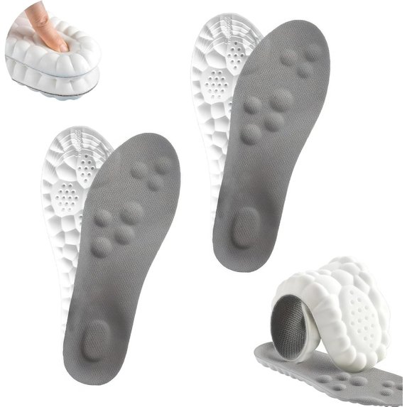 2/3 Pairs of Men's Walking Shoe Insoles, Upgraded 4D Memory Foam Cloud ...