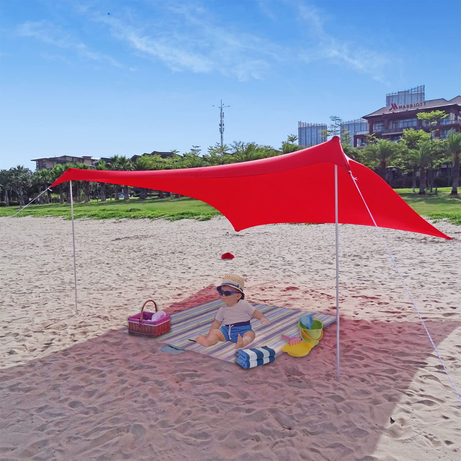 Portable Foldable Pop-Up Beach Tent for 2-3 Persons, Sun Shelter Canopy ...