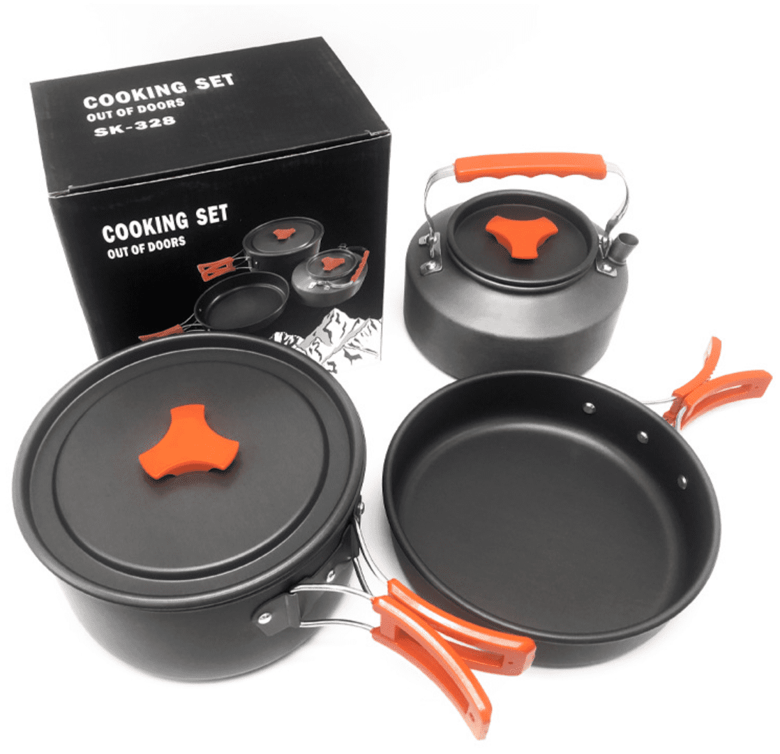 2-3 Person Portable Camping Cookware Set, Folding Cookware Camping ...