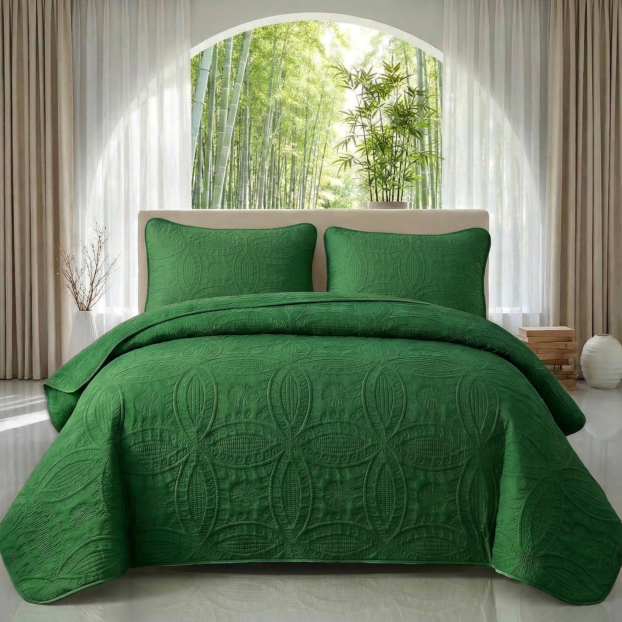 2/3 Piece Retro Coin Embossed Bedspread Set, Tight Quilted Stitching ...