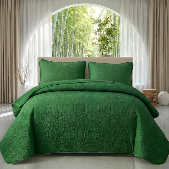 2/3 Piece Retro Coin Embossed Bedspread Set, Tight Quilted Stitching ...