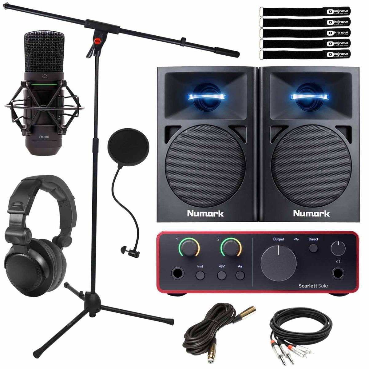 (2) 3" Powered Desktop DJ Studio Monitors with Focusrite Scarlett Solo ...