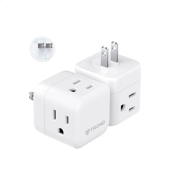 2 to 3 Prong Outlet Splitter 2 Pack, 3 Way Plug Extender with 360 ...