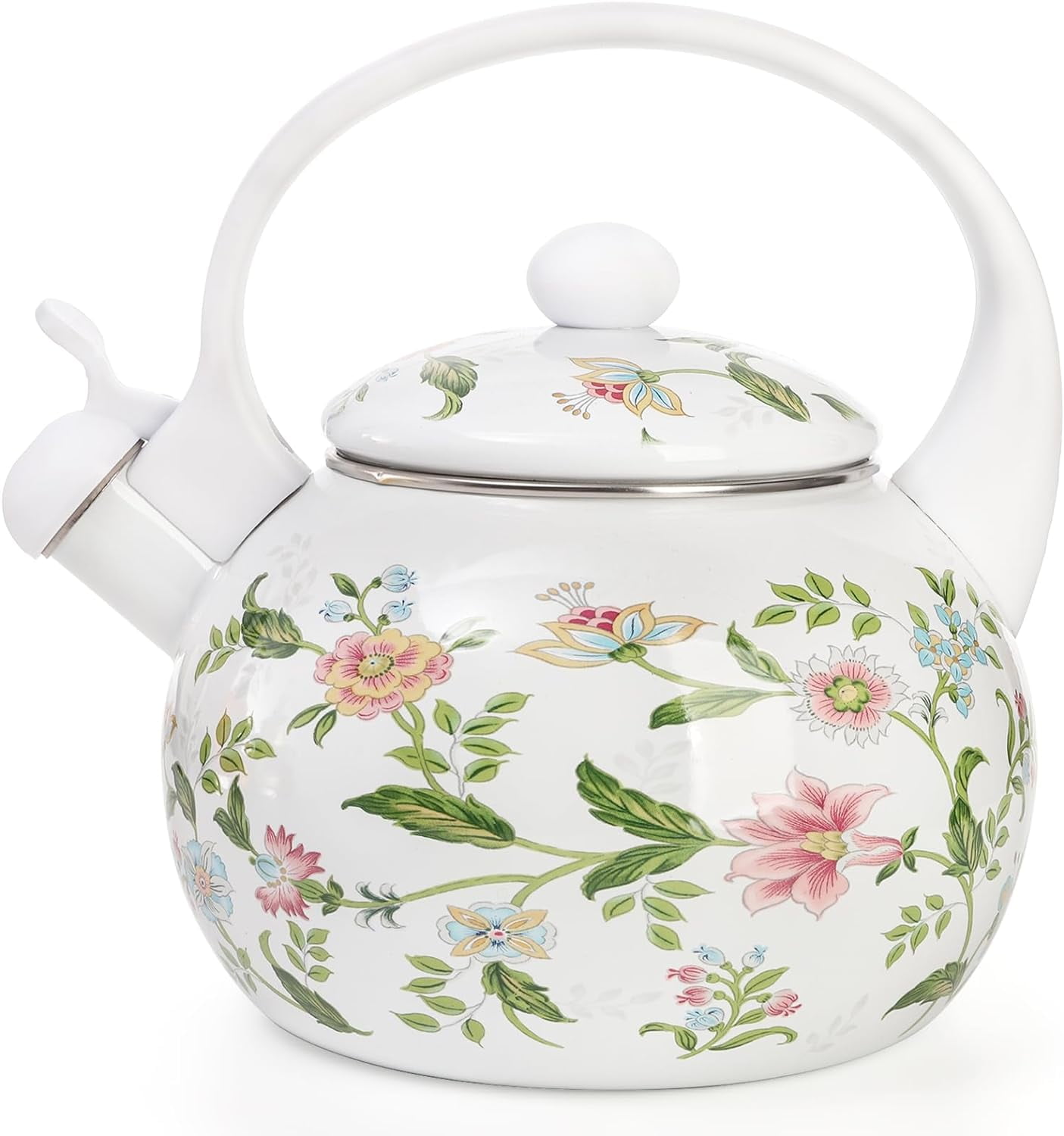2.3 Quart Vintage Enamel Tea Kettle, Whistling Tea Kettle for Stove Top ...