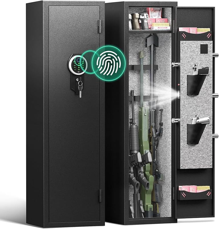 2-3 Rifle Gun Safe, Biometric Fingerprint Gun Safe for Home Rifle and ...
